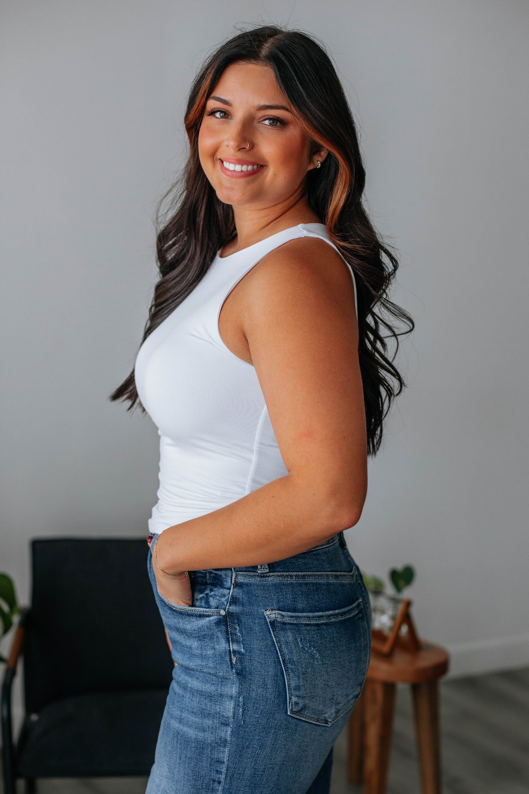 Ariel Basic Tank - Ivory – Wild Oak Boutique