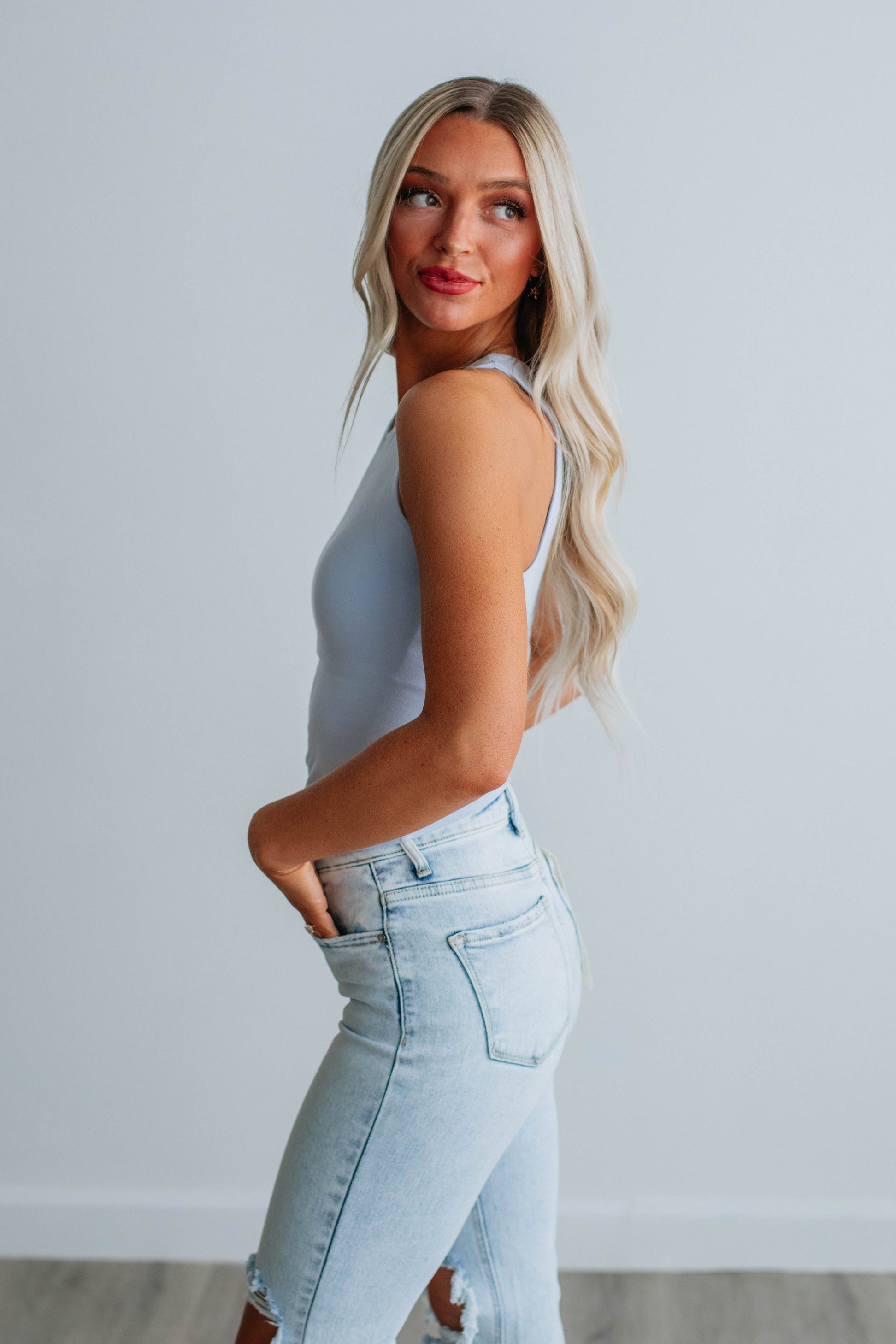 Demi Basic Tank - Powder Blue – Wild Oak Boutique