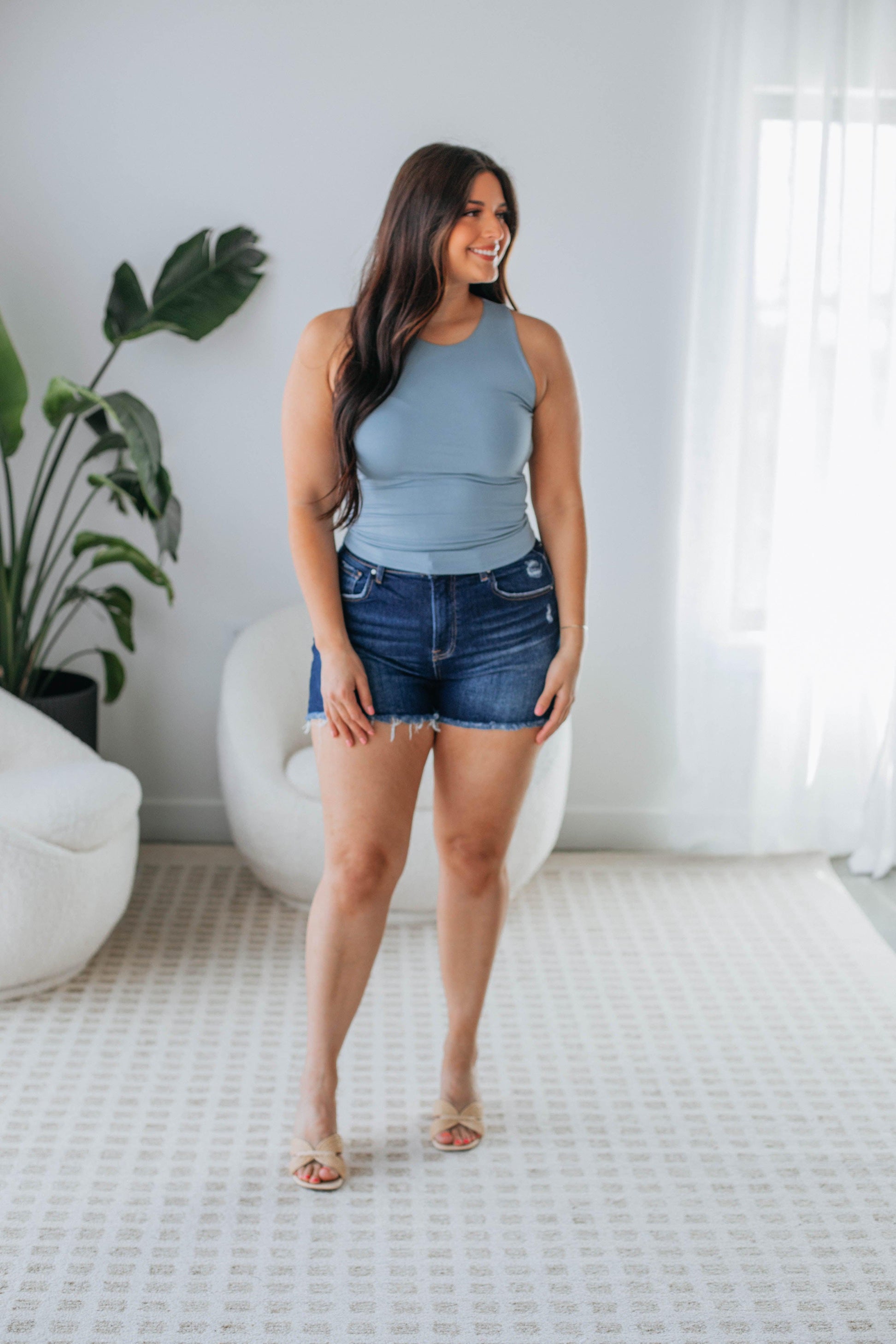 Demi Basic Tank - Vintage Blue – Wild Oak Boutique