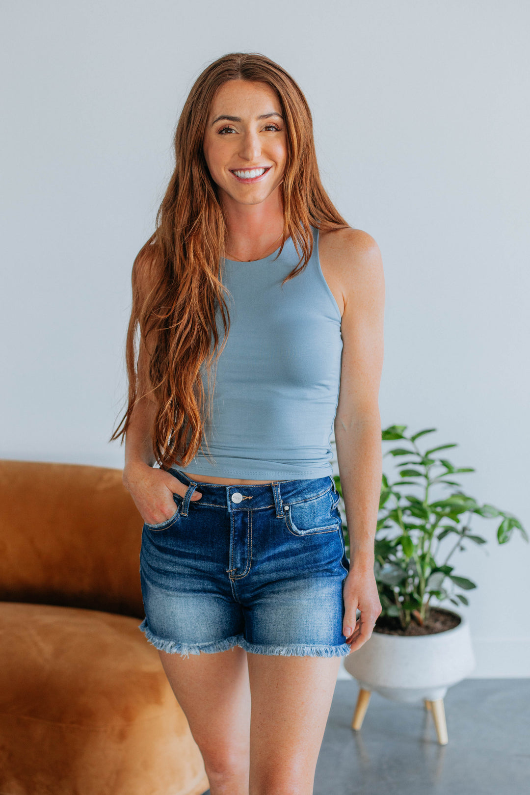 Demi Basic Tank - Vintage Blue – Wild Oak Boutique