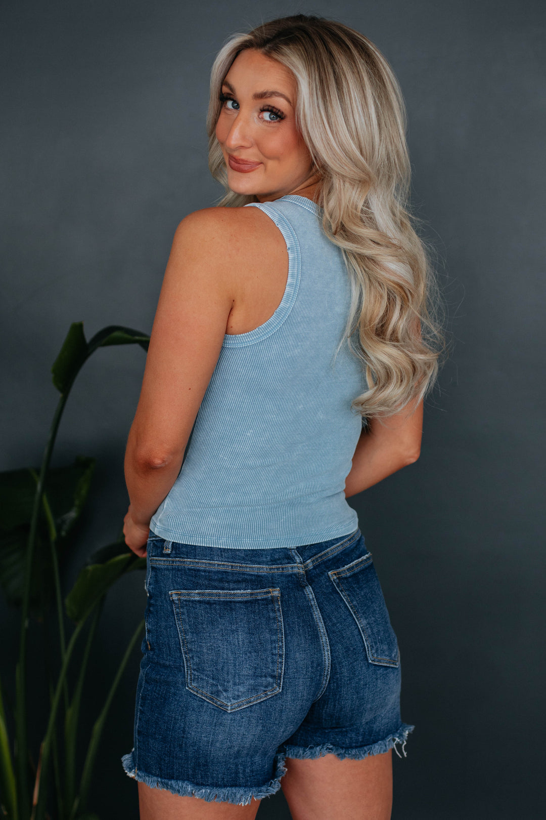 Haley Ribbed Tank - Sky Blue – Wild Oak Boutique
