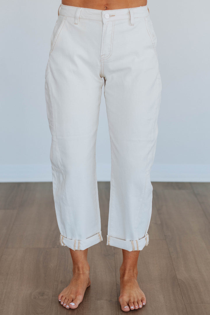 Mallorie Risen Jeans - Ivory – Wild Oak Boutique