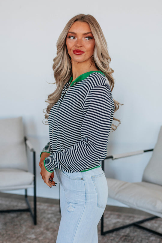 Quinley Striped Cardigan - Kelly Green Mix – Wild Oak Boutique