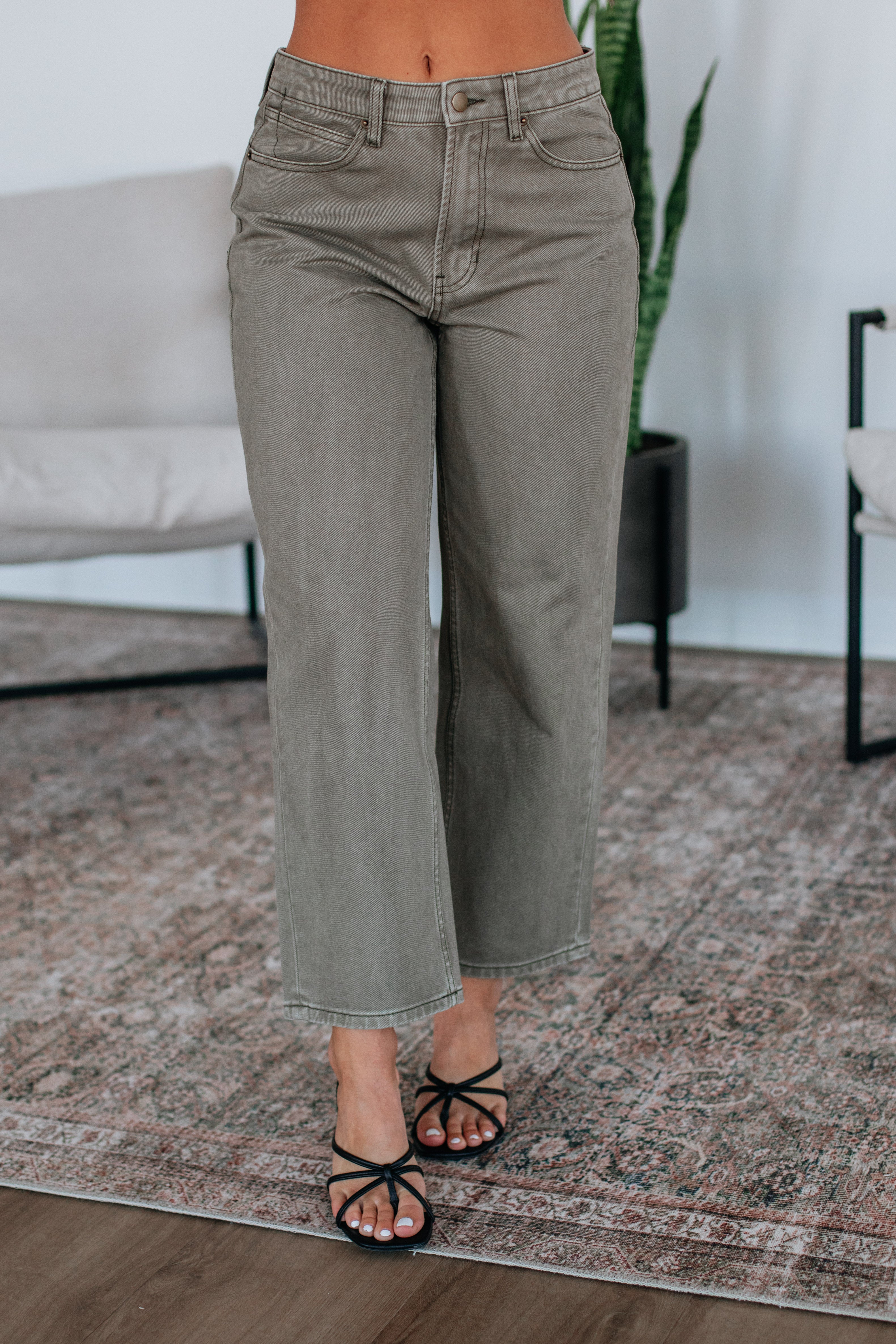 Rommi Denim Pants - Olive – Wild Oak Boutique