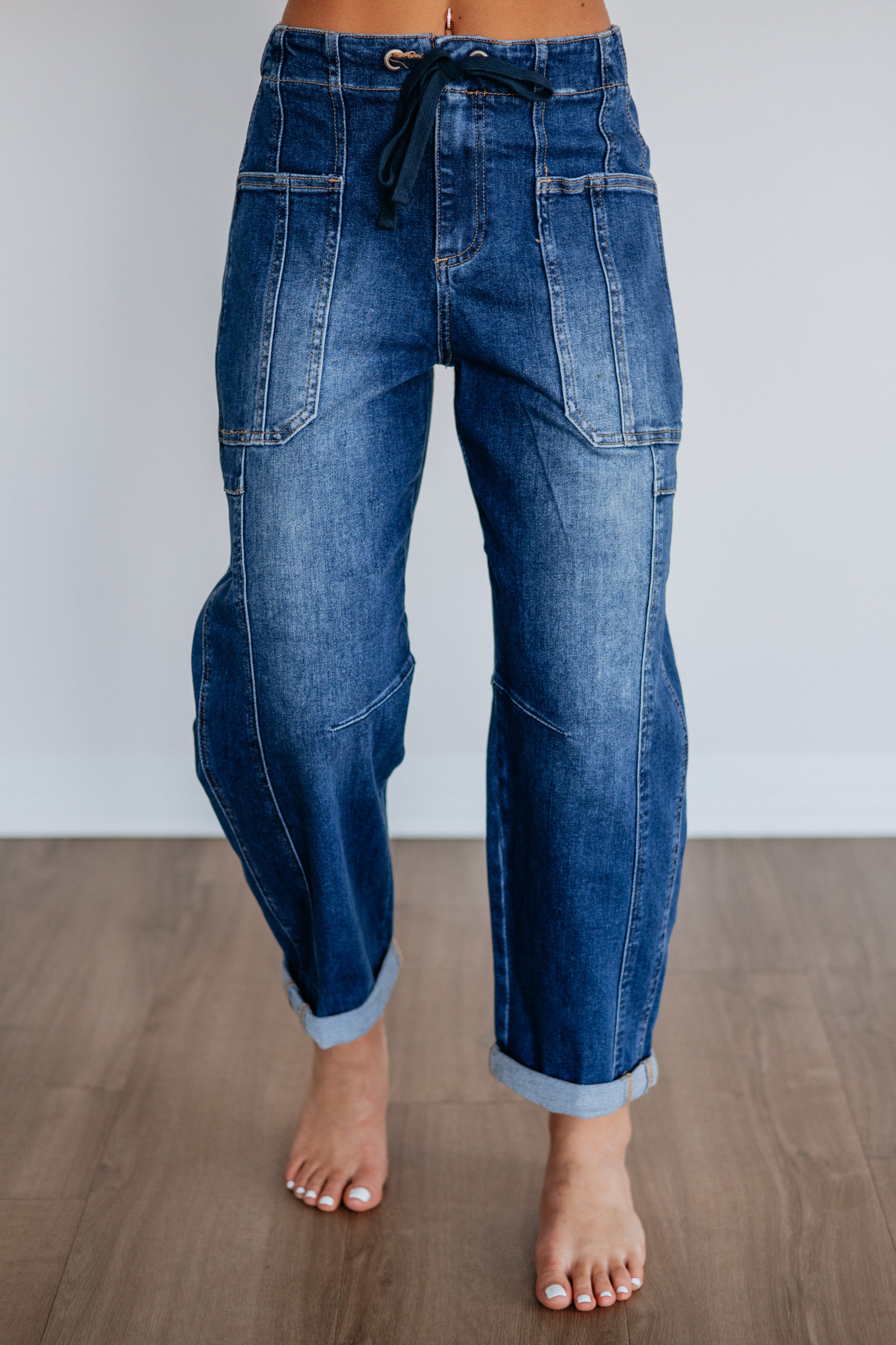 Kodi Risen Cargo Jeans - Dark Wash – Wild Oak Boutique